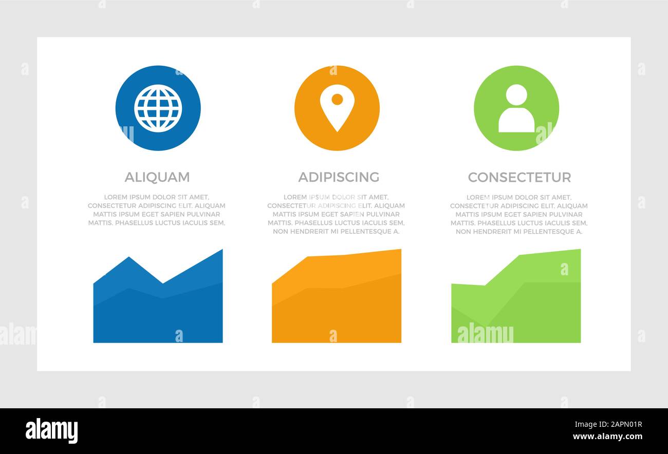 Set of dark blue, orange and green elements for infographic ...