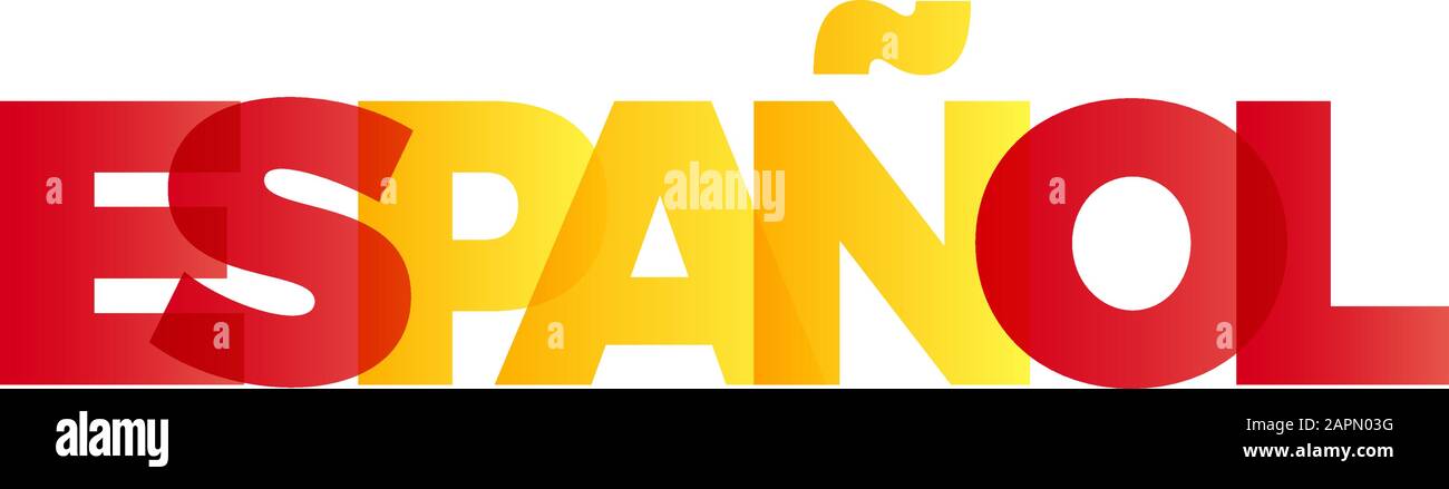 The word Spanish. Vector banner with the text colored rainbow Stock ...