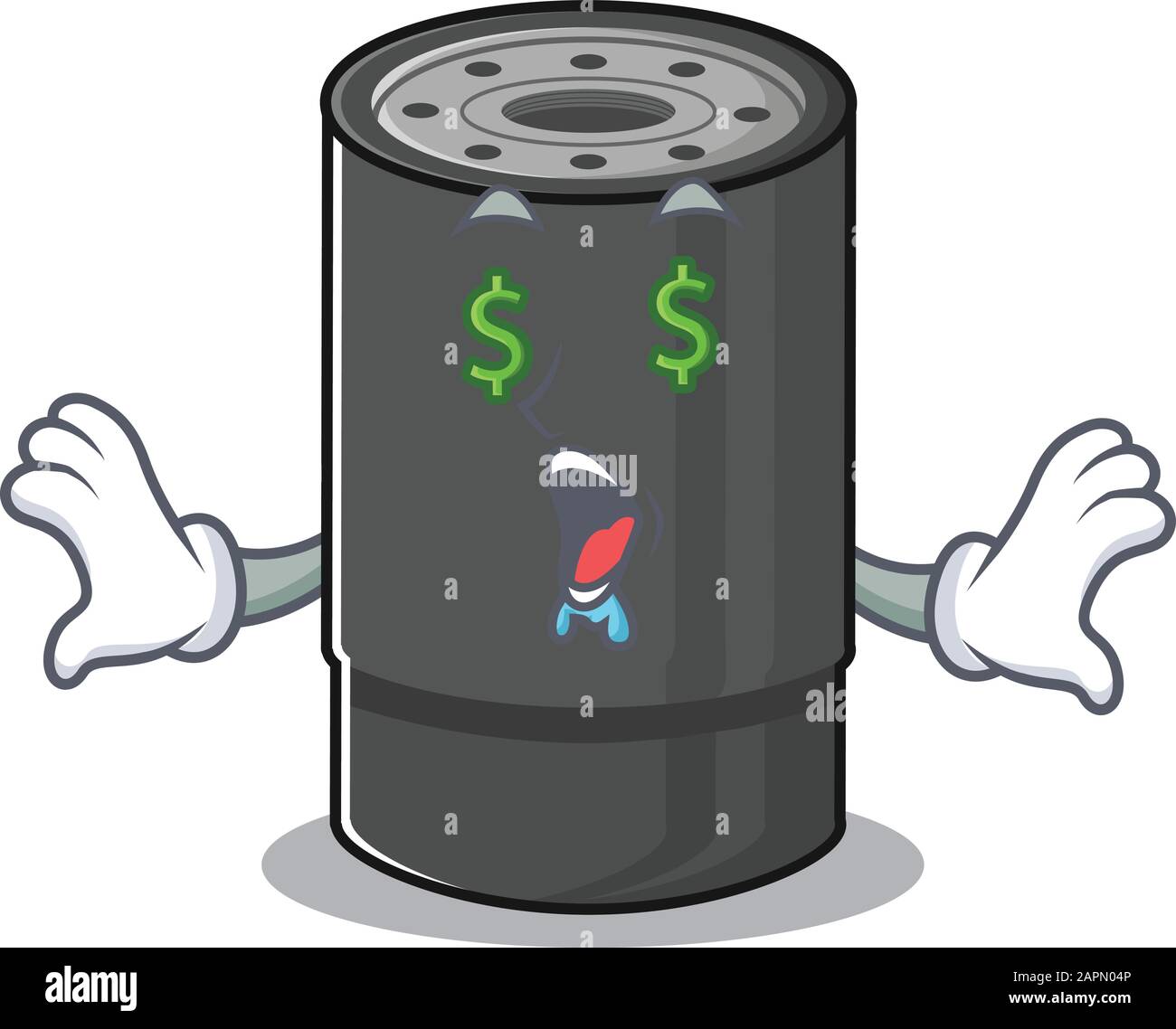 Happy rich oil filter with Money eye cartoon character style Stock ...