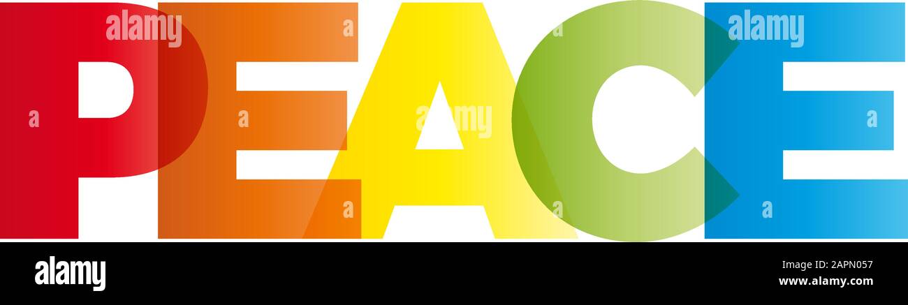 The word peace. Vector banner with the text colored rainbow Stock ...