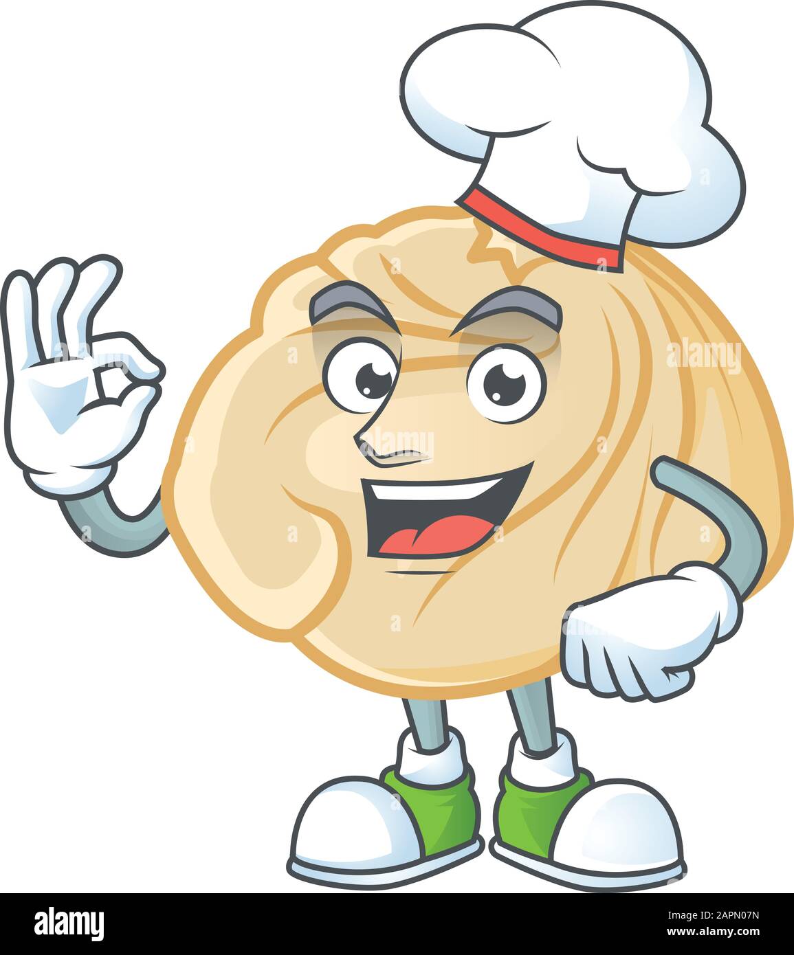 Dumpling cartoon character wearing costume of chef and white hat Stock ...