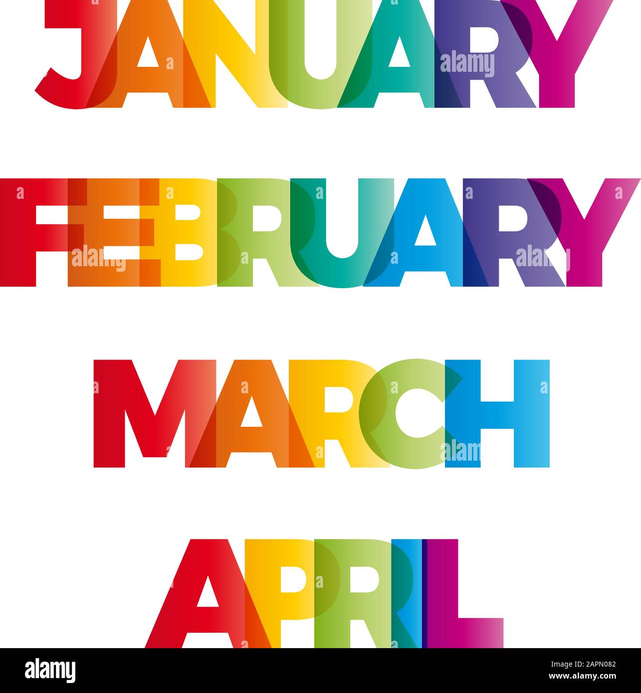 The words January, February, March, April. Vector banner with the text ...