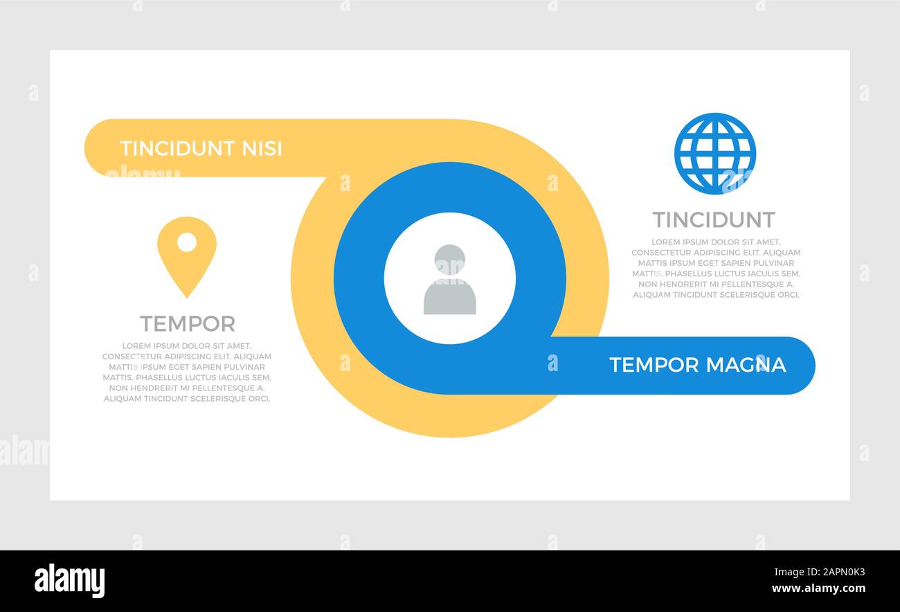 Set of orange and blue elements for infographic presentation slides ...
