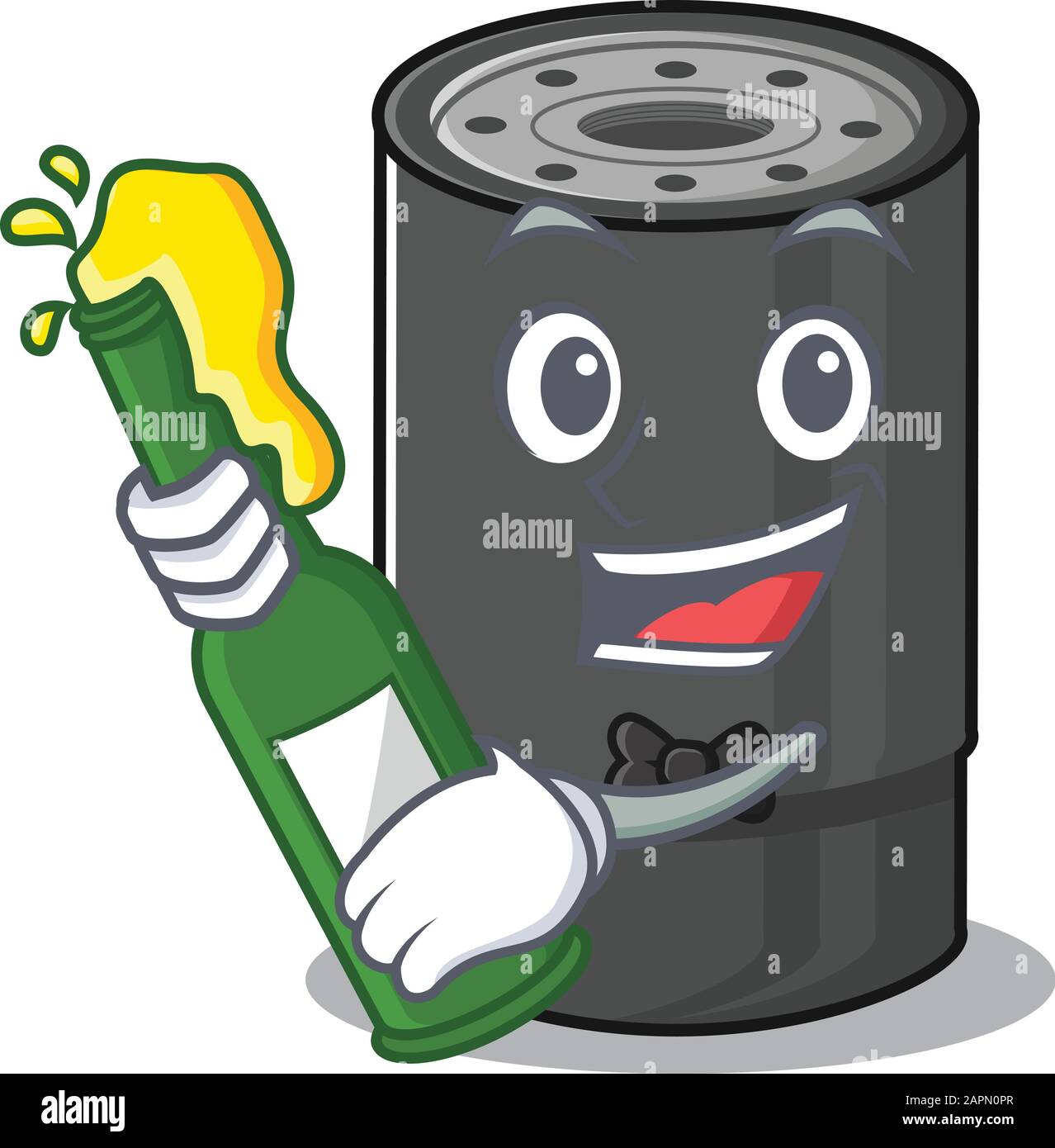 mascot cartoon design of oil filter with bottle of beer Stock Vector ...