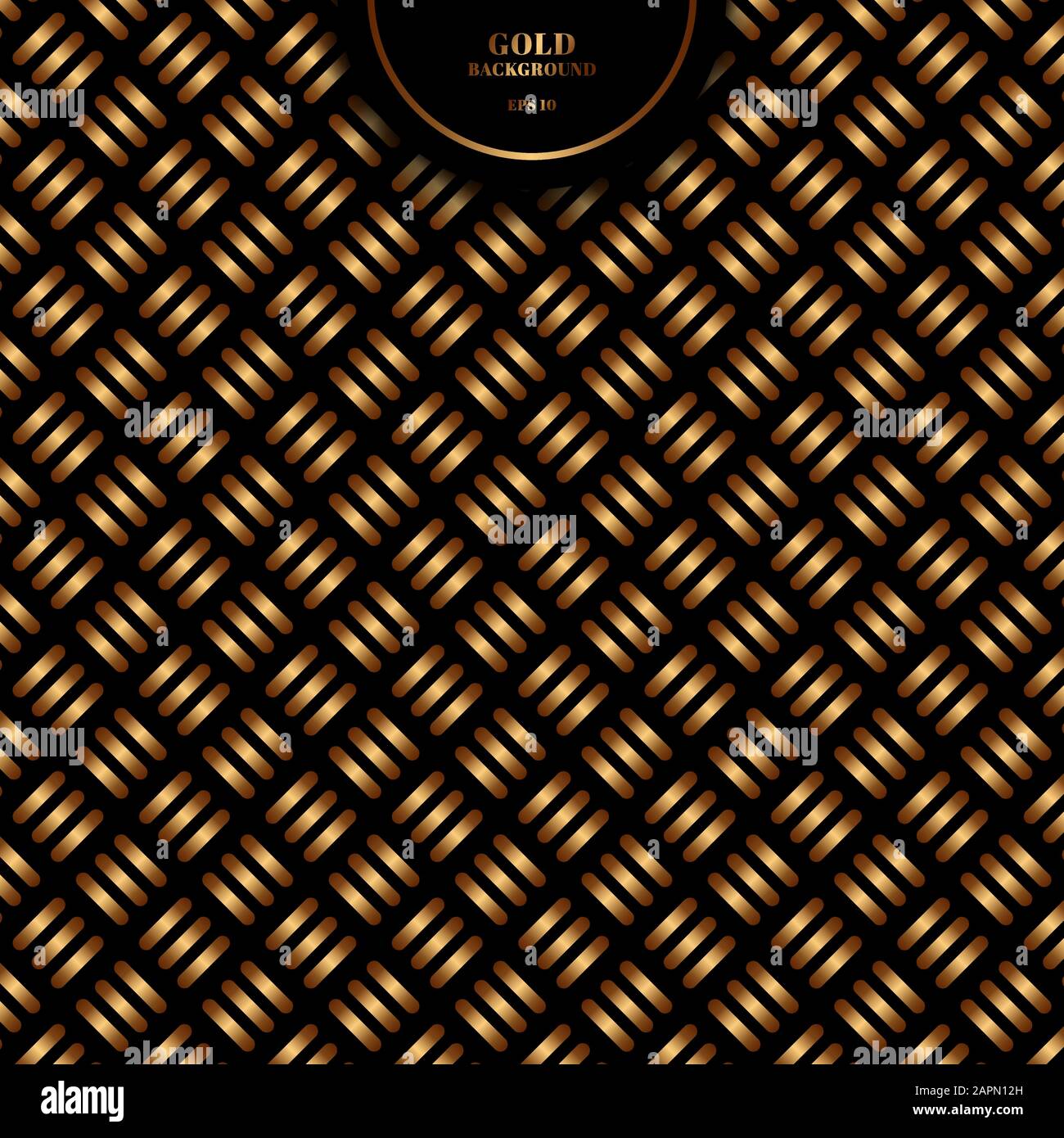 Abstract gold geometric cross pattern bold line on black background and ...