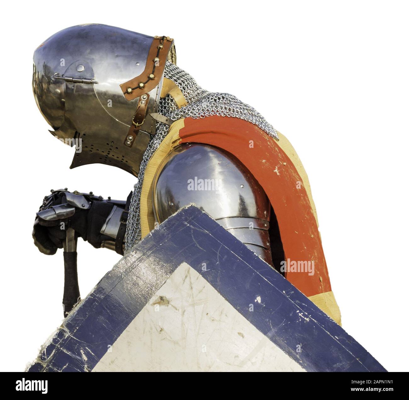 Bowing Spanish medieval knight isolated on a white background Stock ...