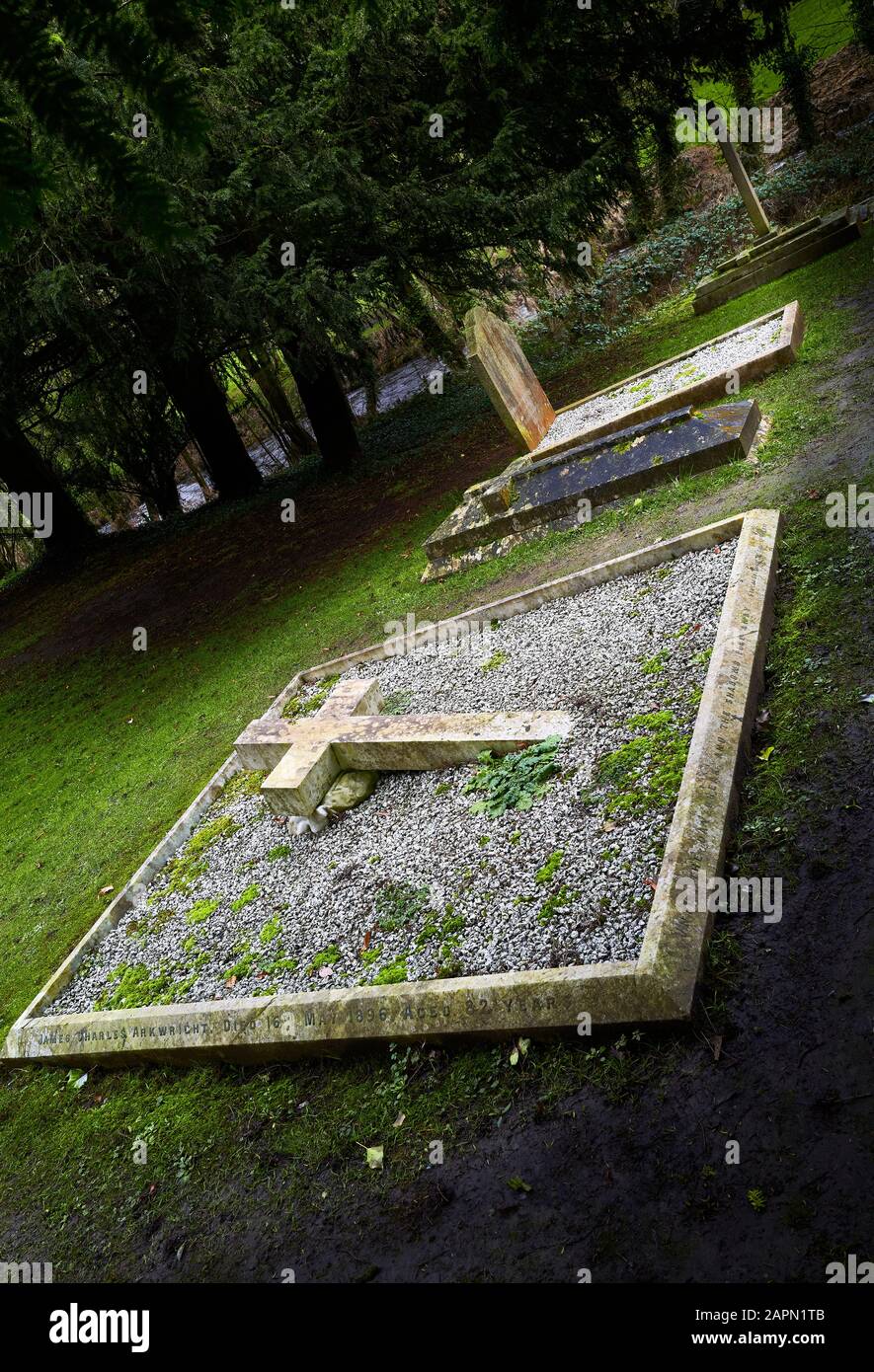 The Arkwright graves in the graveyard of St Mary's church (built by the ...
