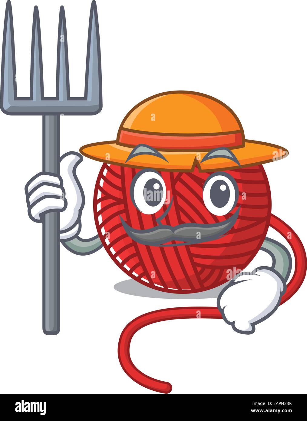 Cheerfully Farmer red wool yarn cartoon picture with hat and tools ...