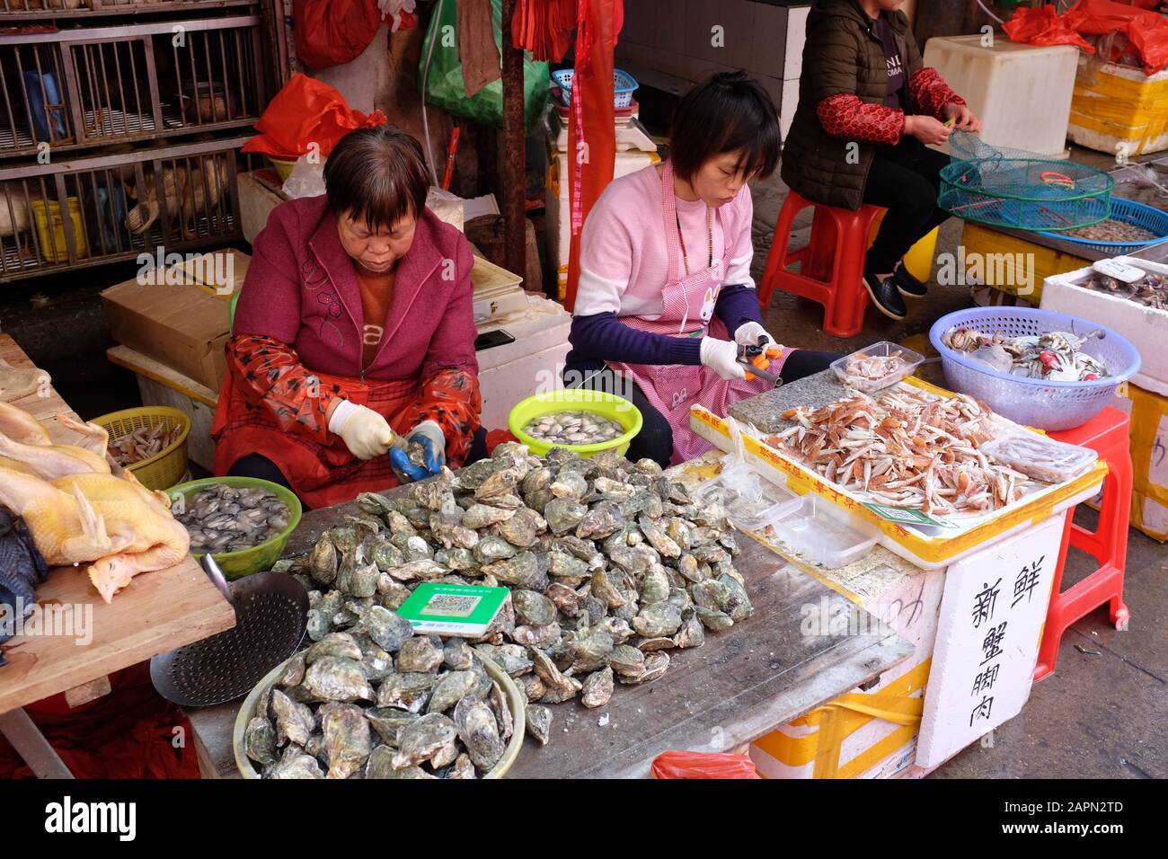 Seafood on sale at a market in Xiamen (Amoy), China Stock Photo - Alamy