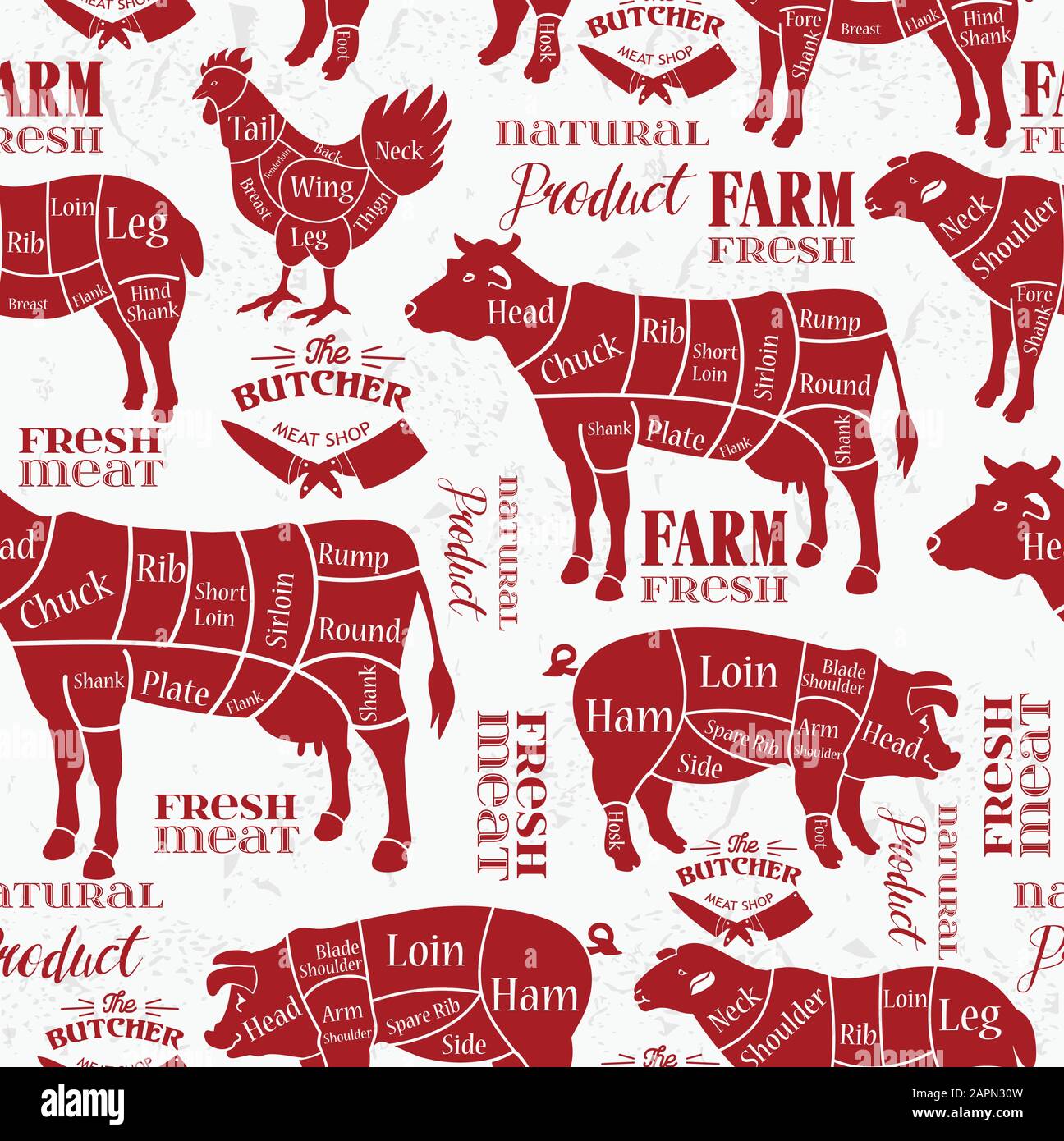 Seamless pattern meat cuts hi-res stock photography and images - Alamy