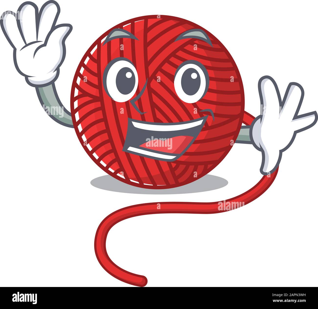 Waving friendly red wool yarn cartoon character design Stock Vector ...
