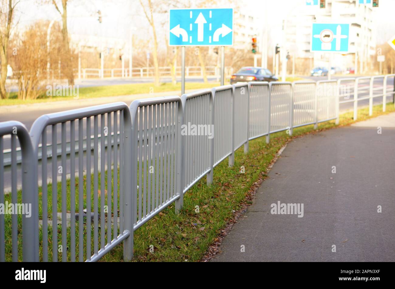 Metal railing near the sidewalk at daytime Stock Photo - Alamy