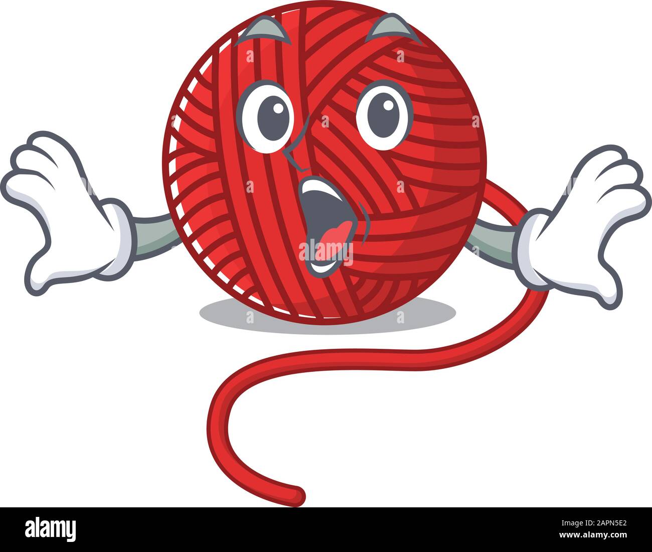 Red wool yarn cartoon character design on a surprised gesture Stock ...