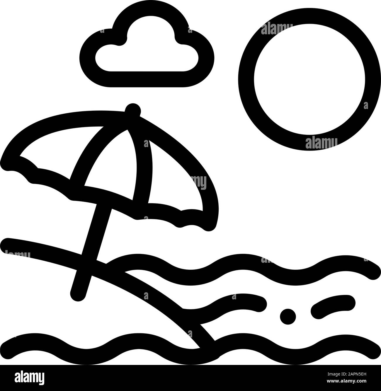 Beach with Umbrellas Icon Vector Outline Illustration Stock Vector ...