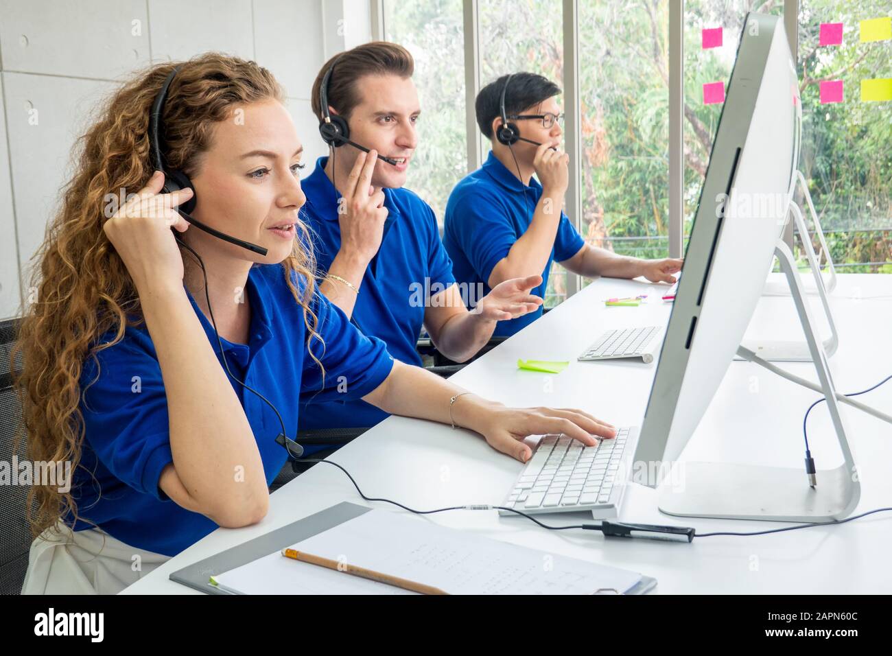 group of staff new online business sale team people and call center it ...