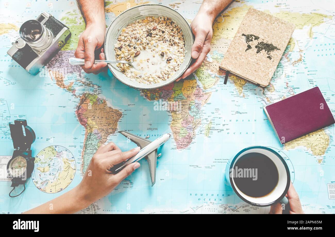 Tour planning with compass hi-res stock photography and images - Alamy