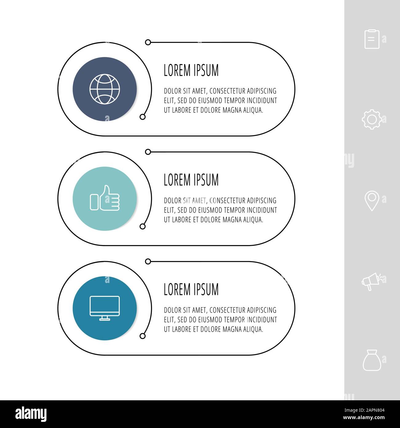 Vector flat template circle infographics. Business concept with 3 ...