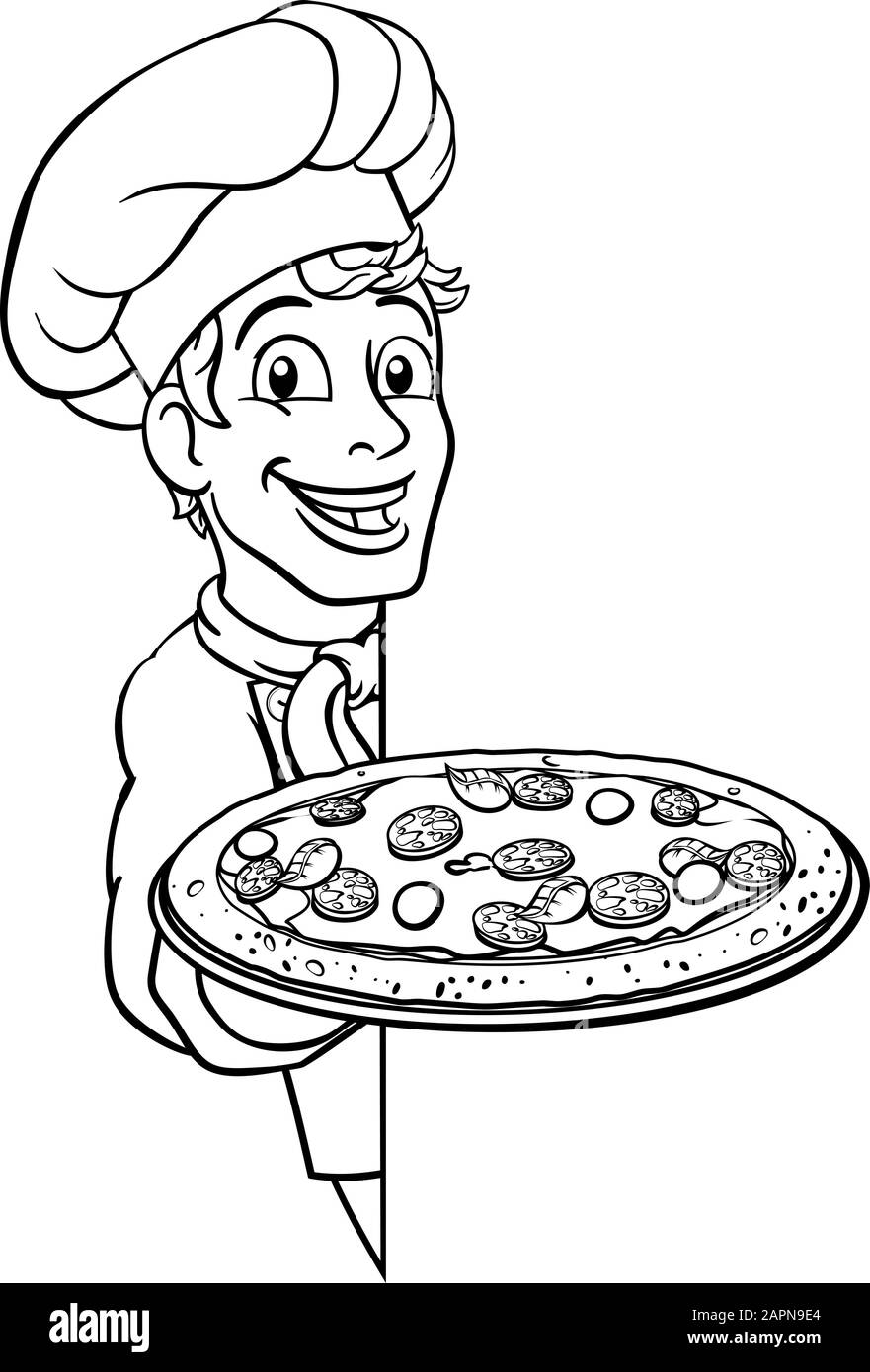 Chef holding tray pizza Cut Out Stock Images & Pictures - Alamy