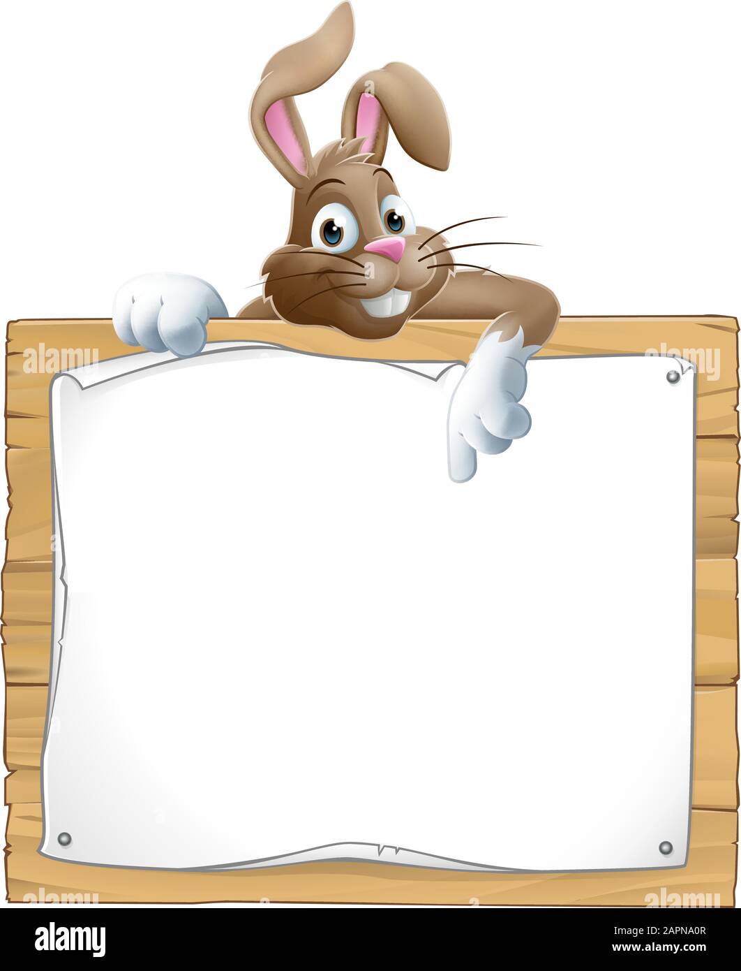 Easter Bunny Rabbit Peeking Over Sign Pointing Stock Vector Image & Art ...