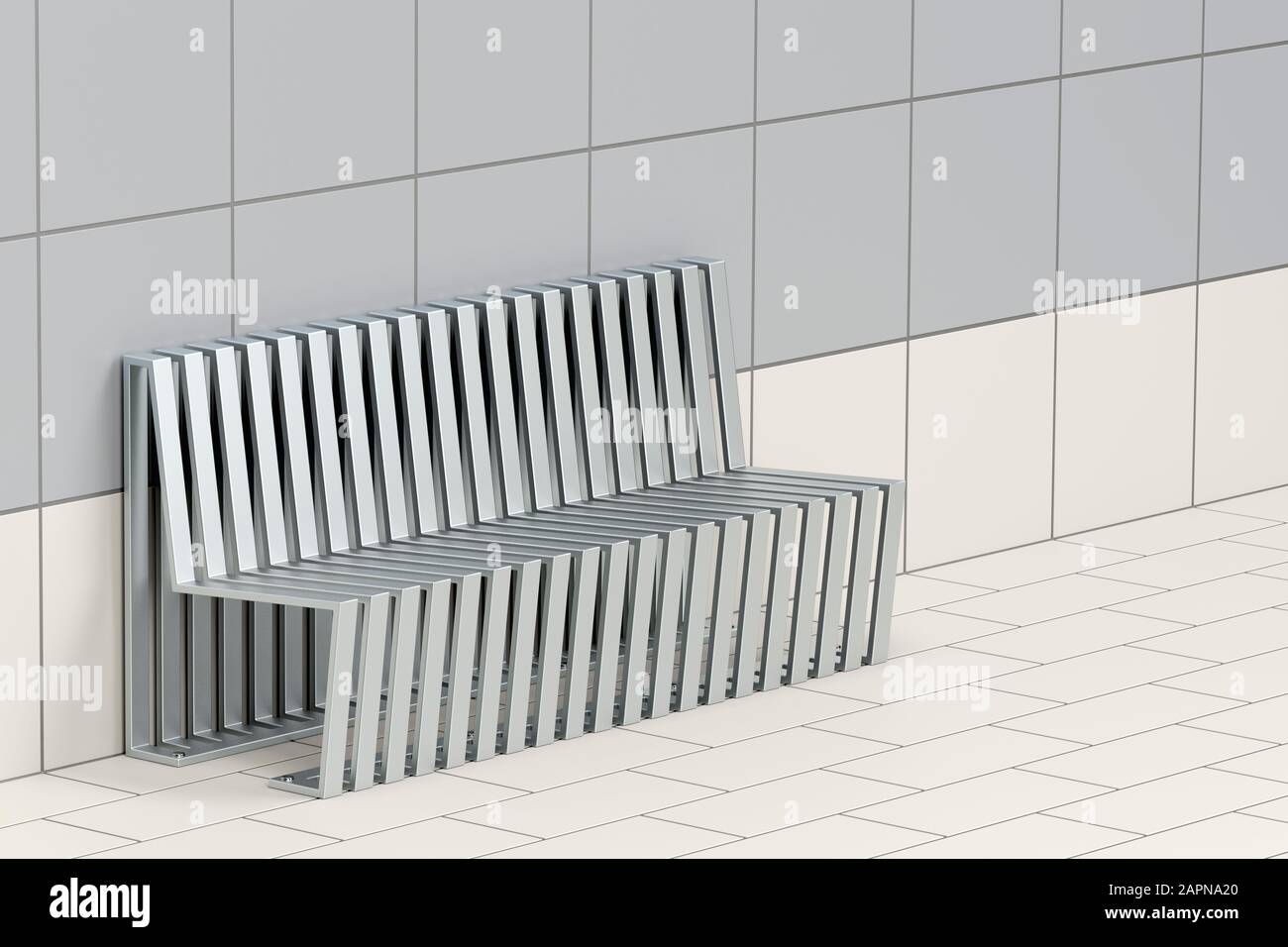 Metal waiting bench at the airport, railway or subway station Stock ...