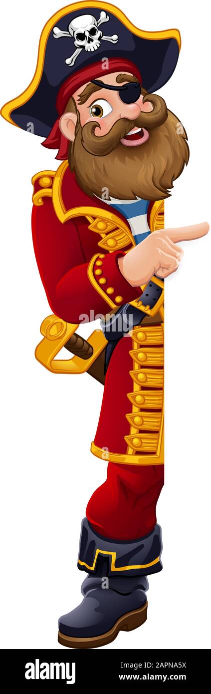 Pirate Cartoon Captain Peeking Pointing Sign Stock Vector Image & Art ...