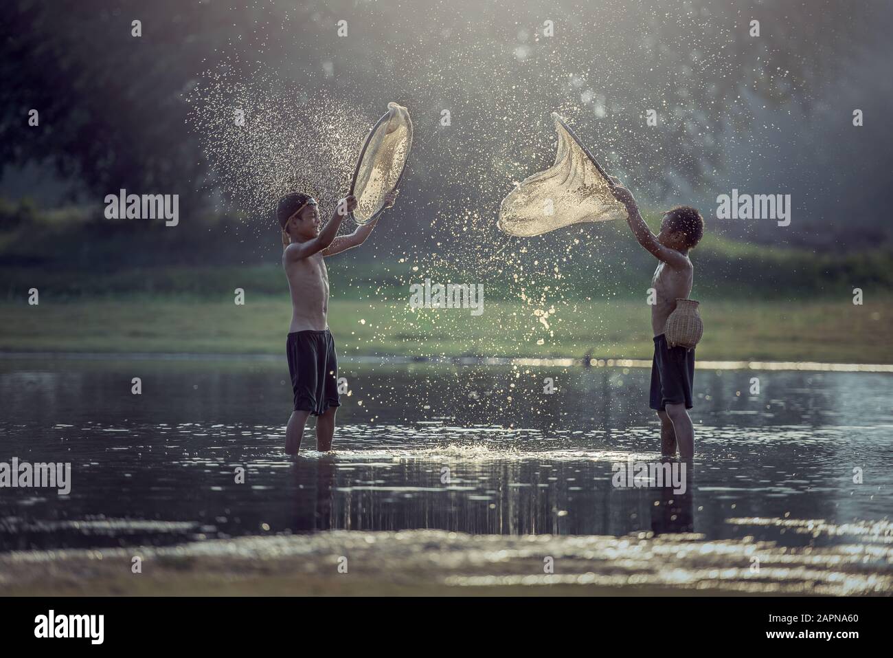 Asian children fishing boat hi-res stock photography and images - Alamy