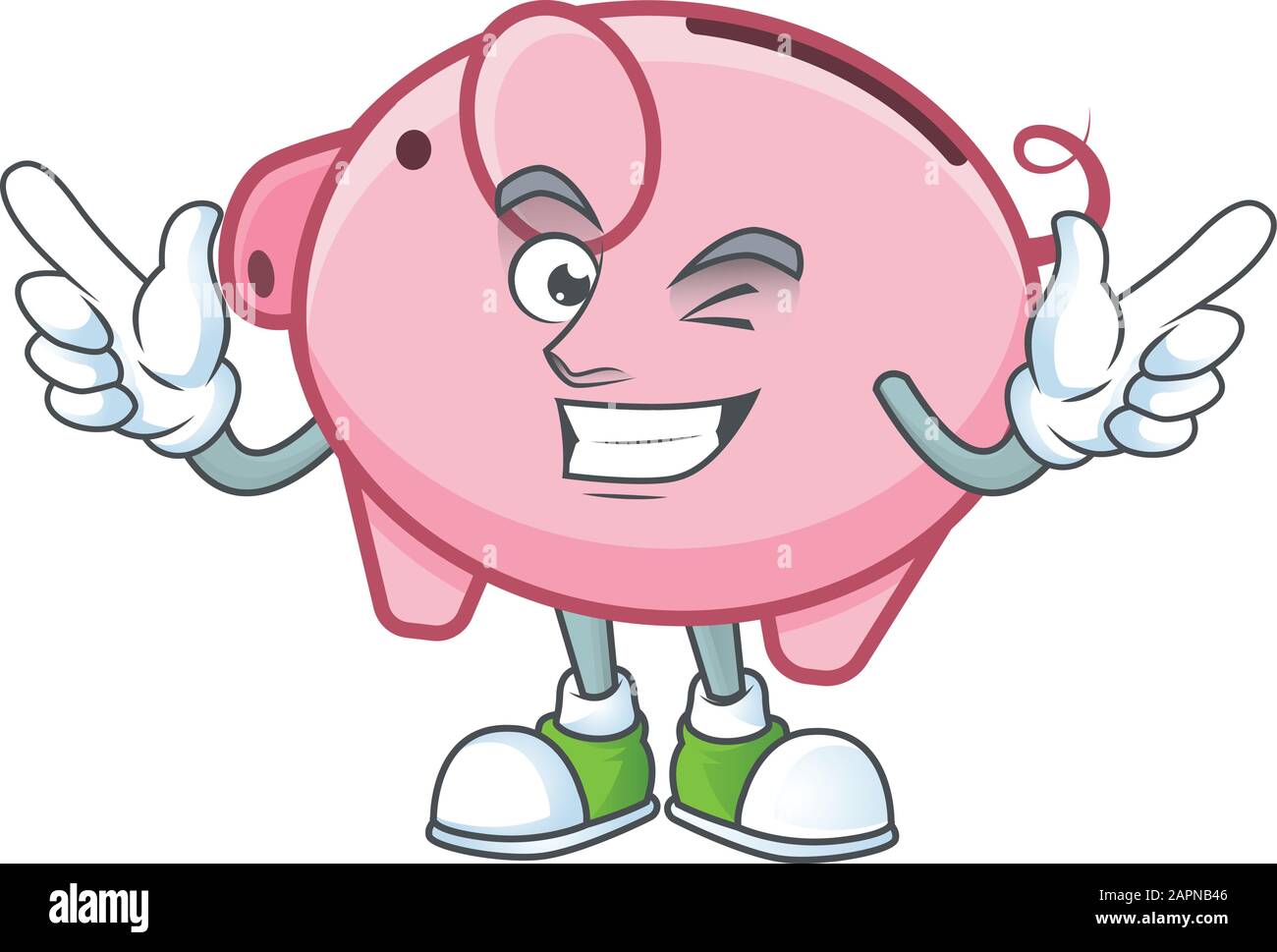Funny face piggy bank cartoon character style with Wink eye Stock ...