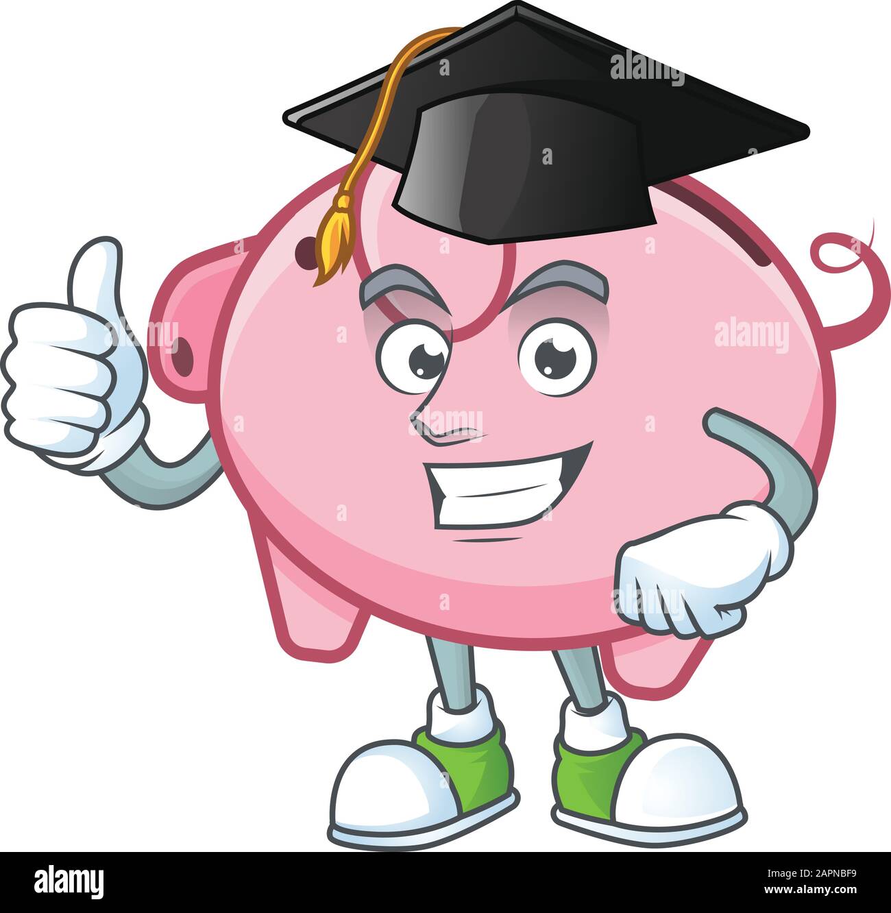 happy and proud of piggy bank wearing a black Graduation hat Stock ...