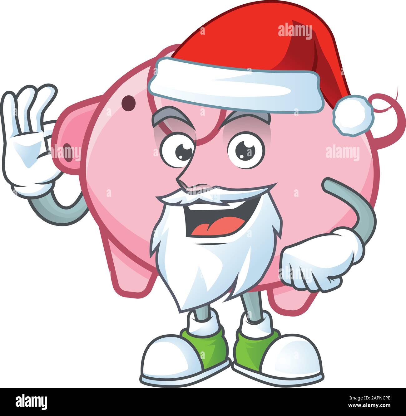 A picture of Santa piggy bank mascot picture style with ok finger Stock ...