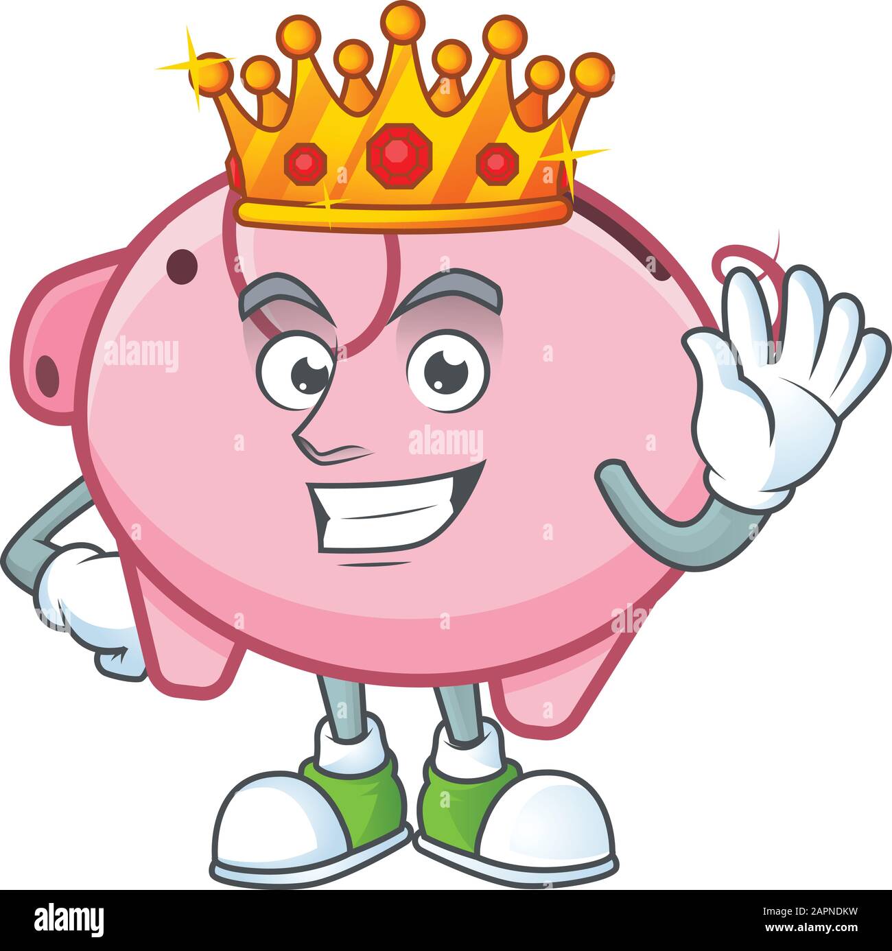 A stunning of piggy bank stylized of King on cartoon mascot style Stock ...
