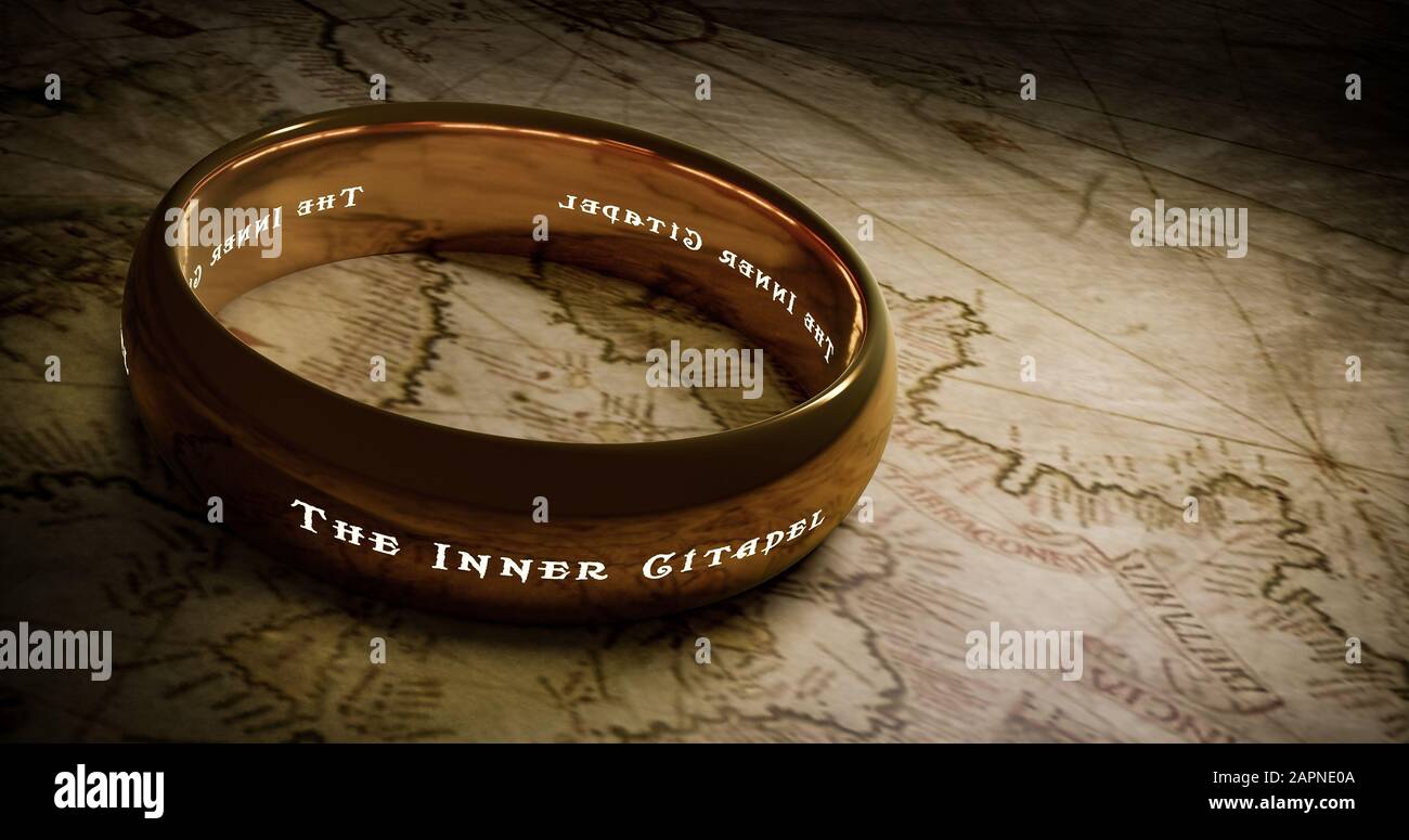 A ring with glowing text that is full of magic for a mage Stock Photo ...