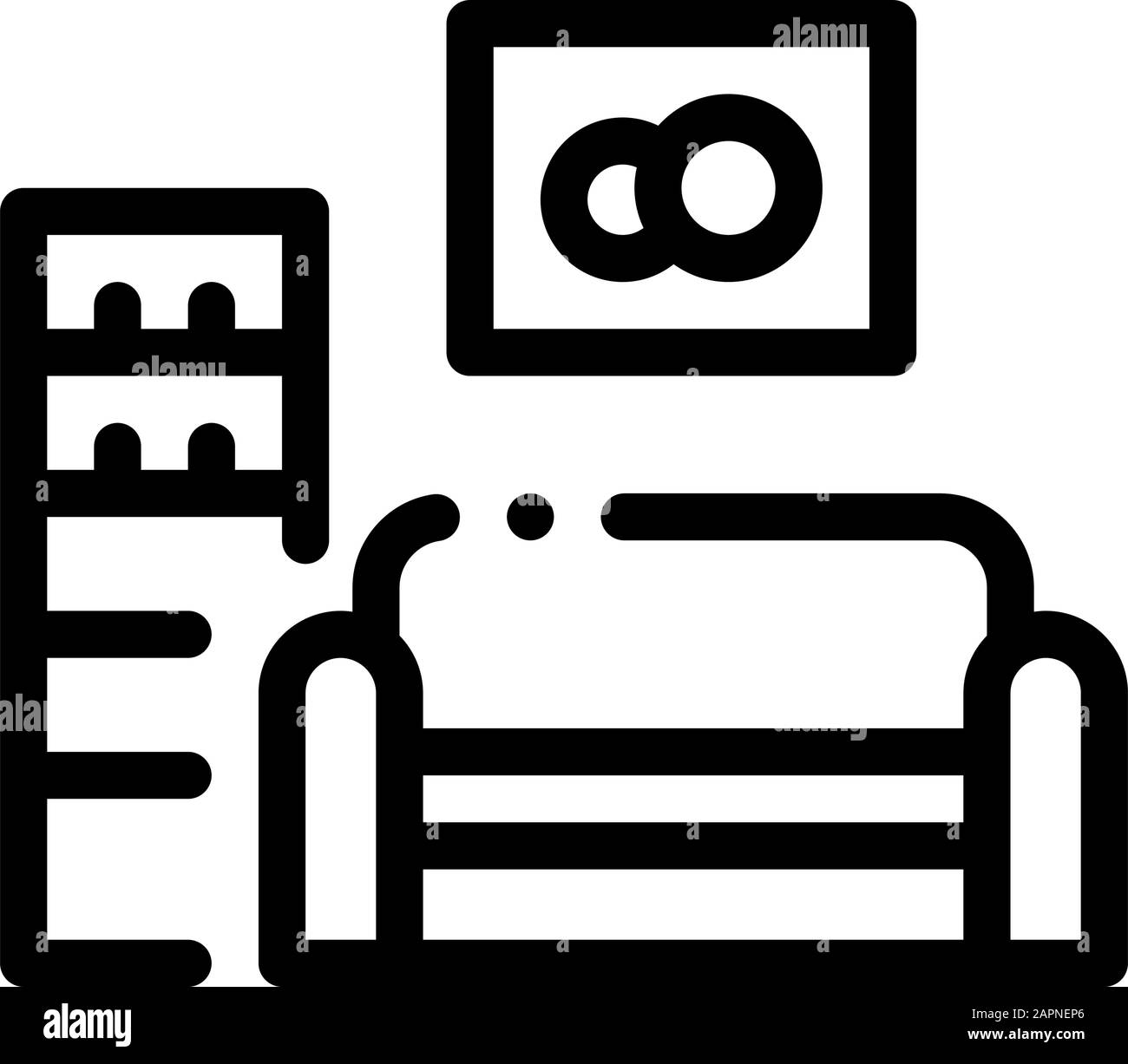 Living Room with Picture Icon Vector Outline Illustration Stock Vector ...