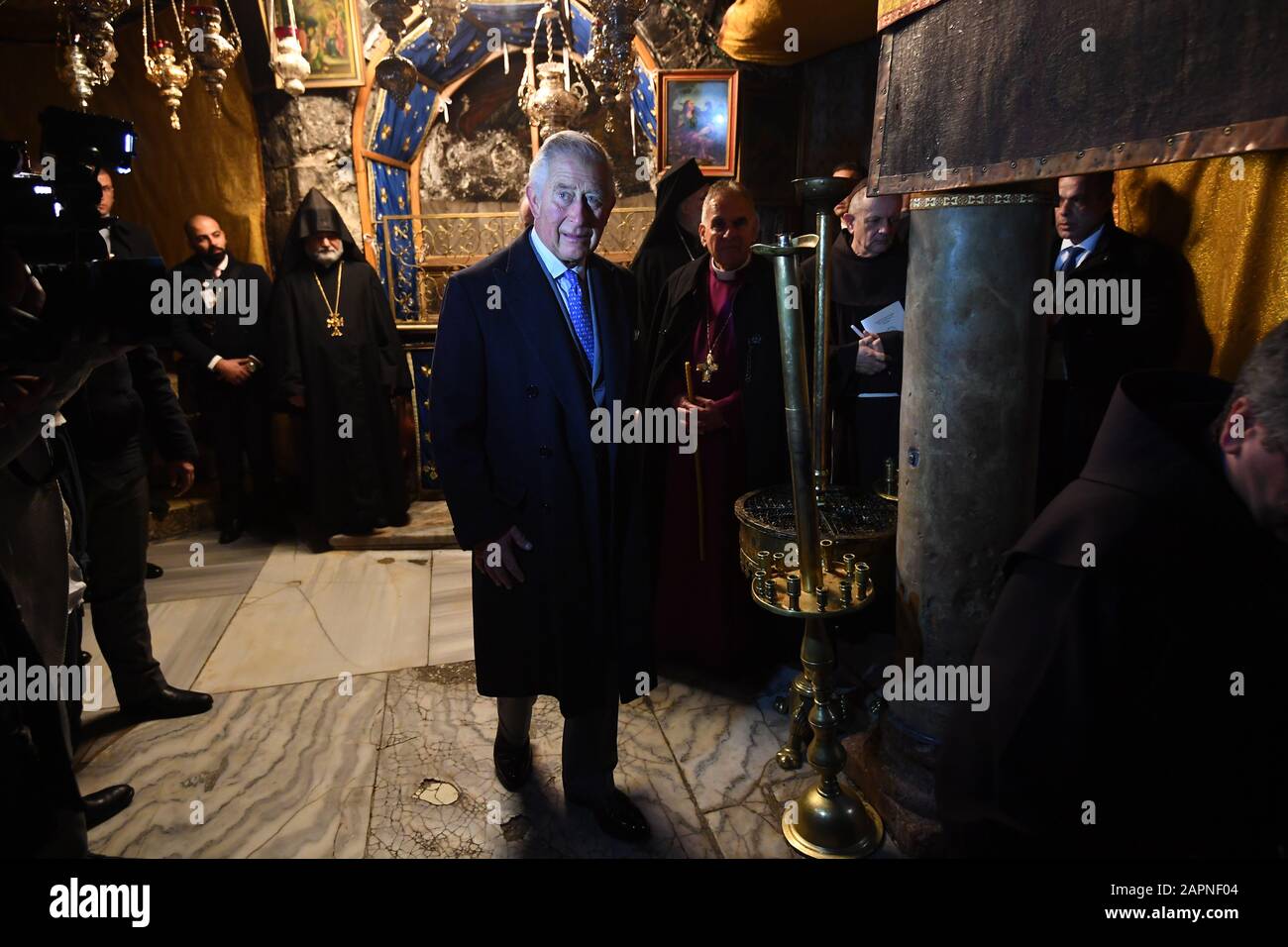 The Prince of Wales inside the crypt during a visit to the Church of ...