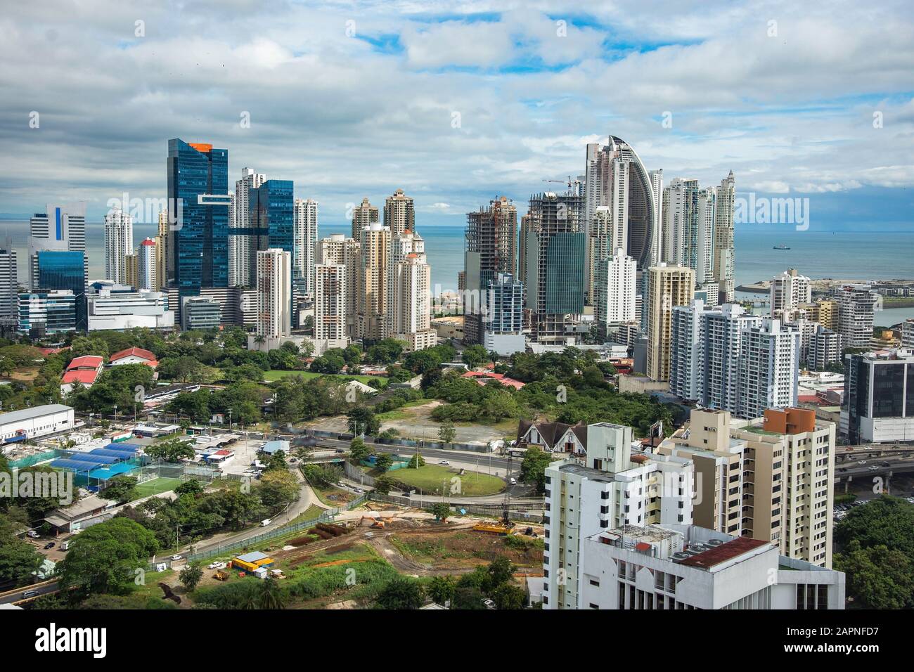 Aerial View from Panama City in Panama.View to the business area of ...