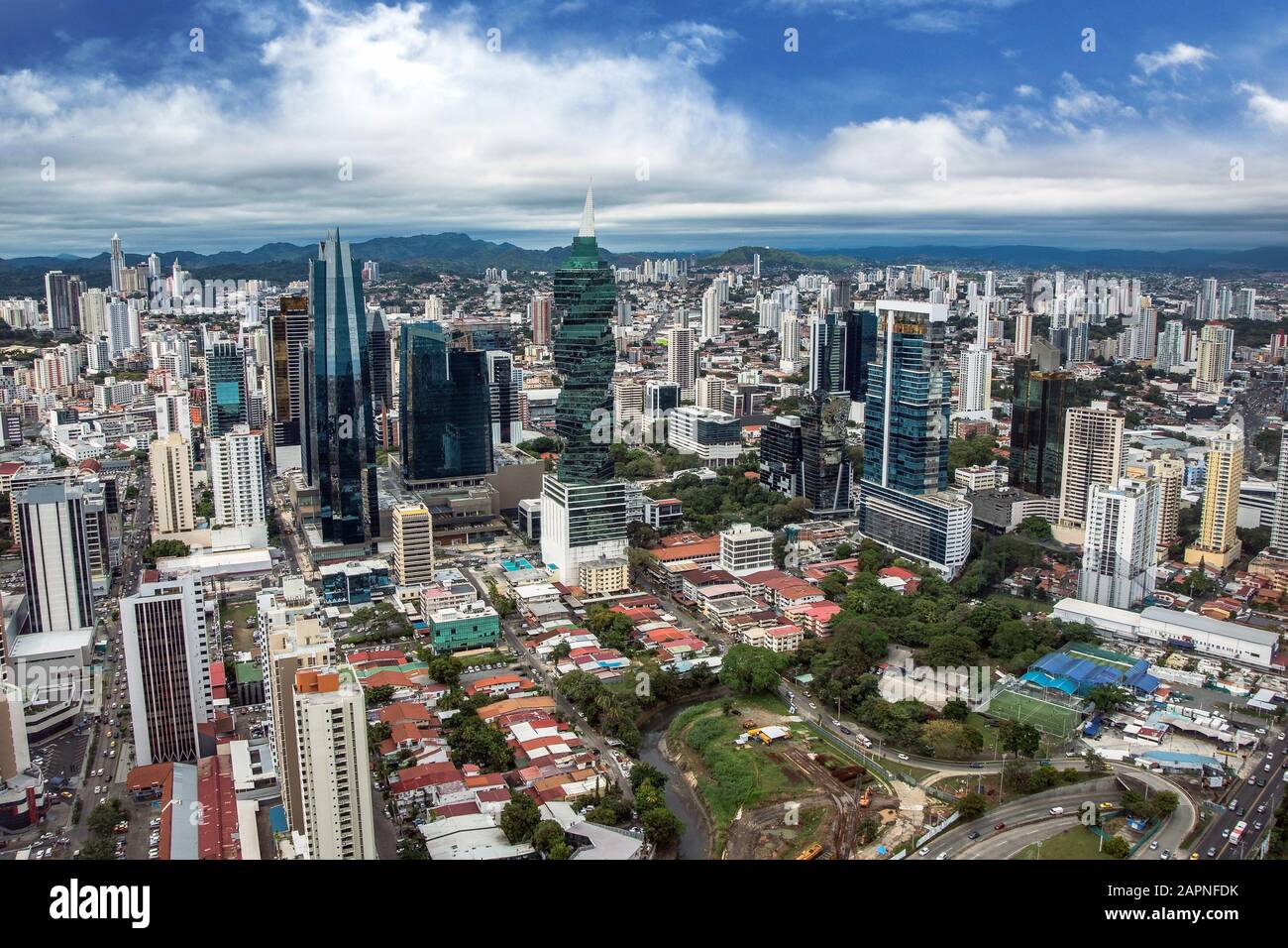 Aerial View from Panama City in Panama.View to the business area of ...
