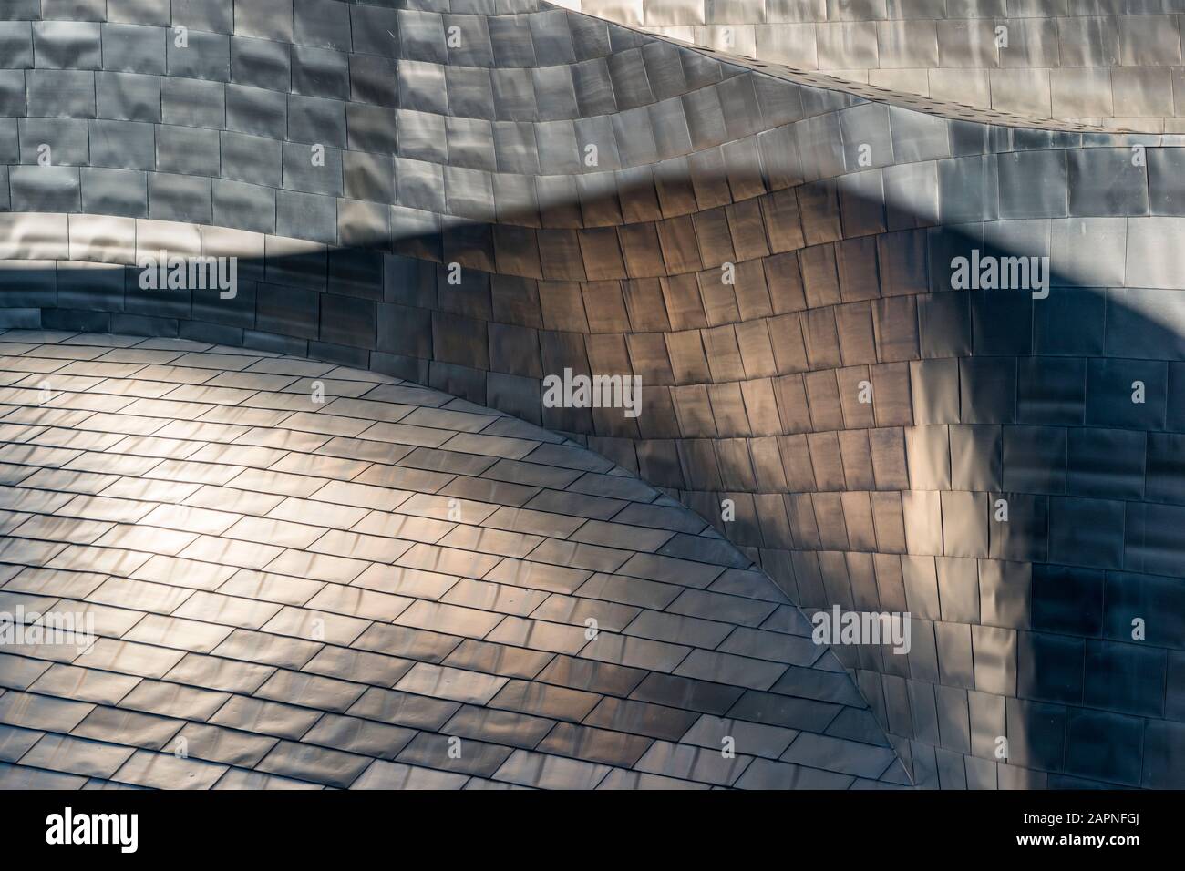 The curvy titanium cladding on the exterior of the Guggenheim Museum ...