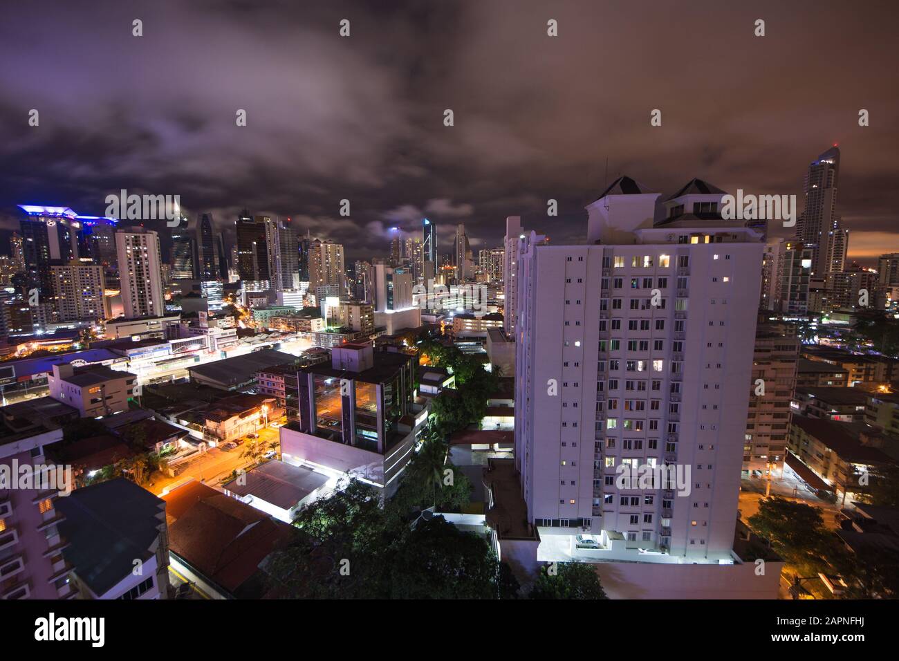 Panama city at night Stock Photo - Alamy