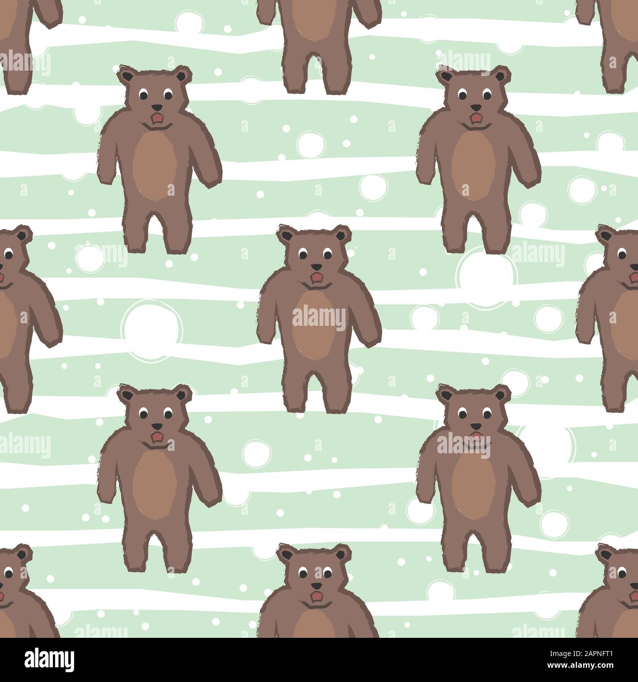 Seamless childish pattern with funny character of bear. Repeating ...