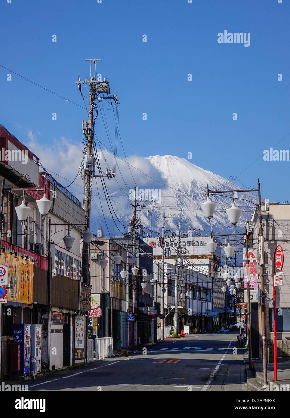 Gotemba, Japan - Jan 1, 2016. Gotemba Township with Mt. Fuji background ...