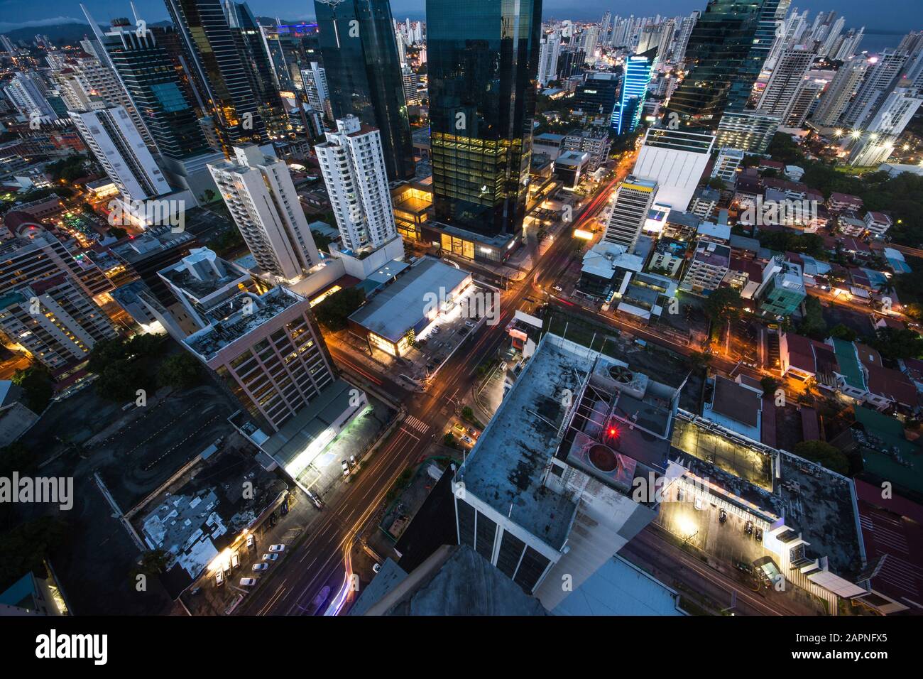 Financial center of Panama City, Panama at night time view from the top ...