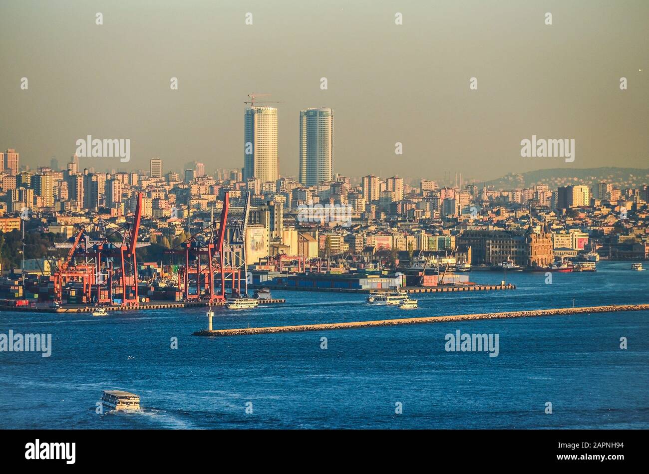 Industrial view in Istanbul, sea Port of Istanbul, Turkey Stock Photo ...