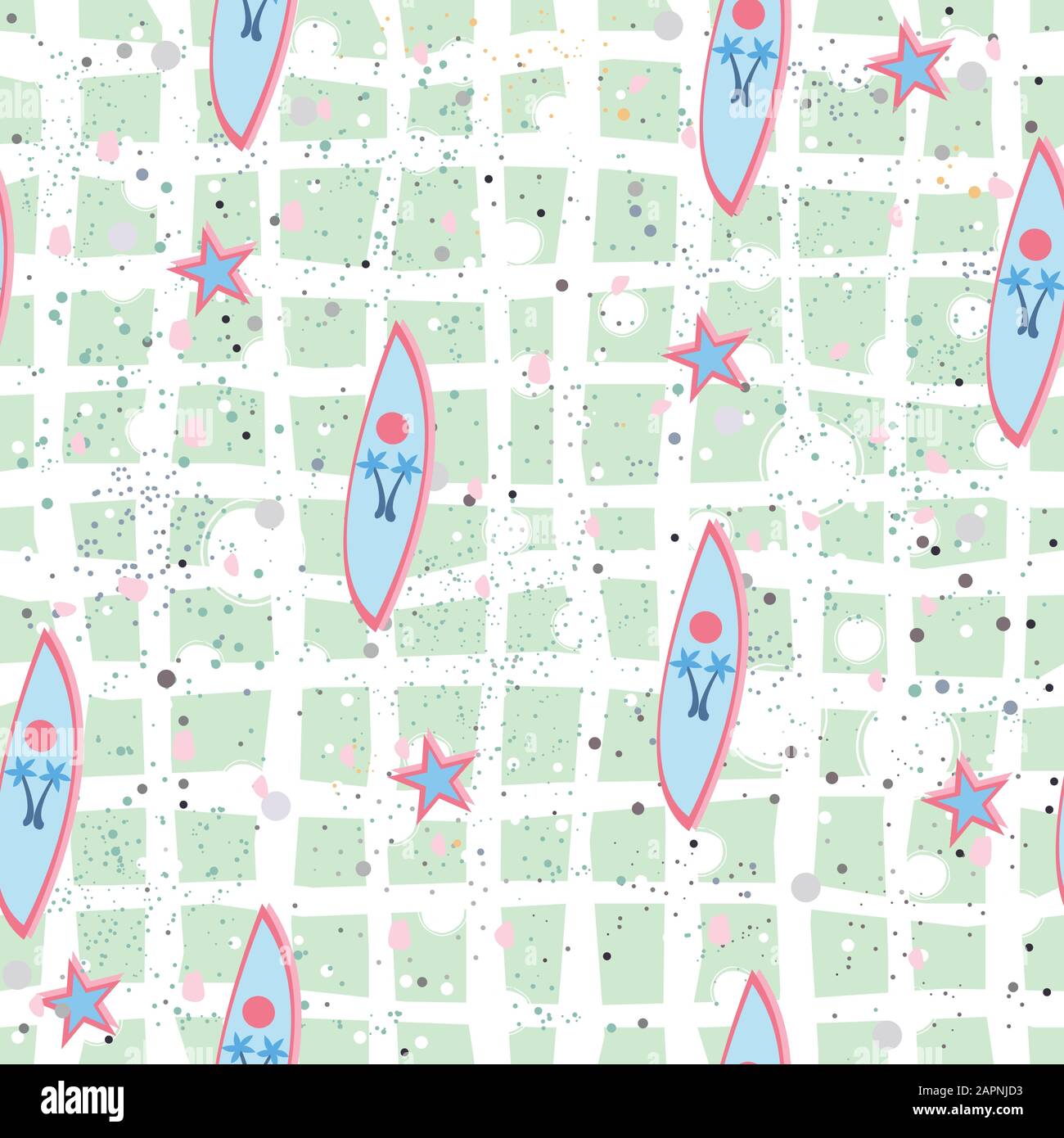 Seamless Pattern with surfing boards on sand. Vector Illustration Stock ...