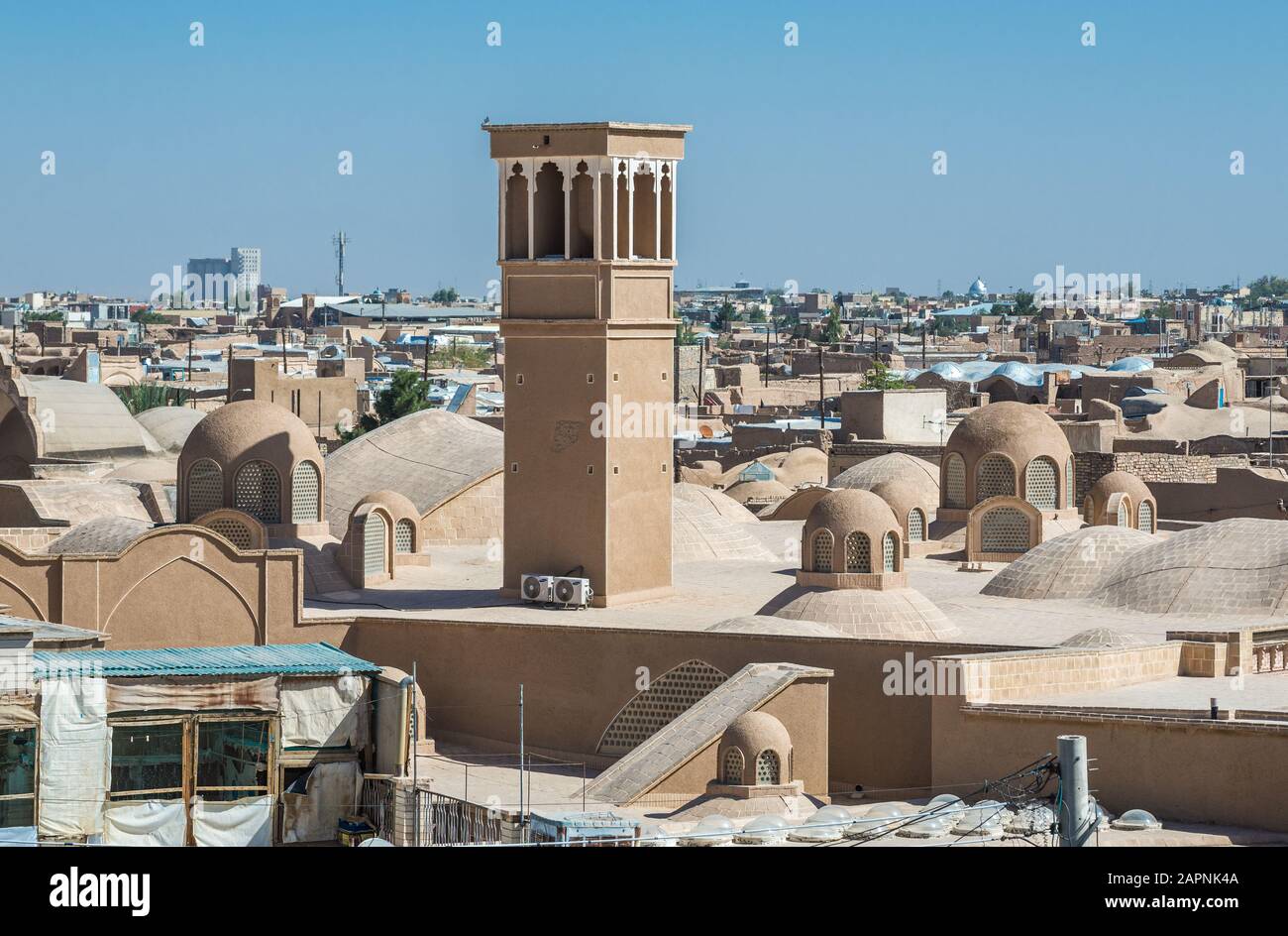 Wind catcher tower on the Old Town of Kashan city, capital of Kashan ...