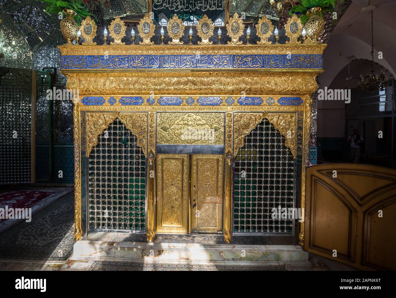 Interior of a Shia mosque with tomb on the Old Town in Kashan city ...