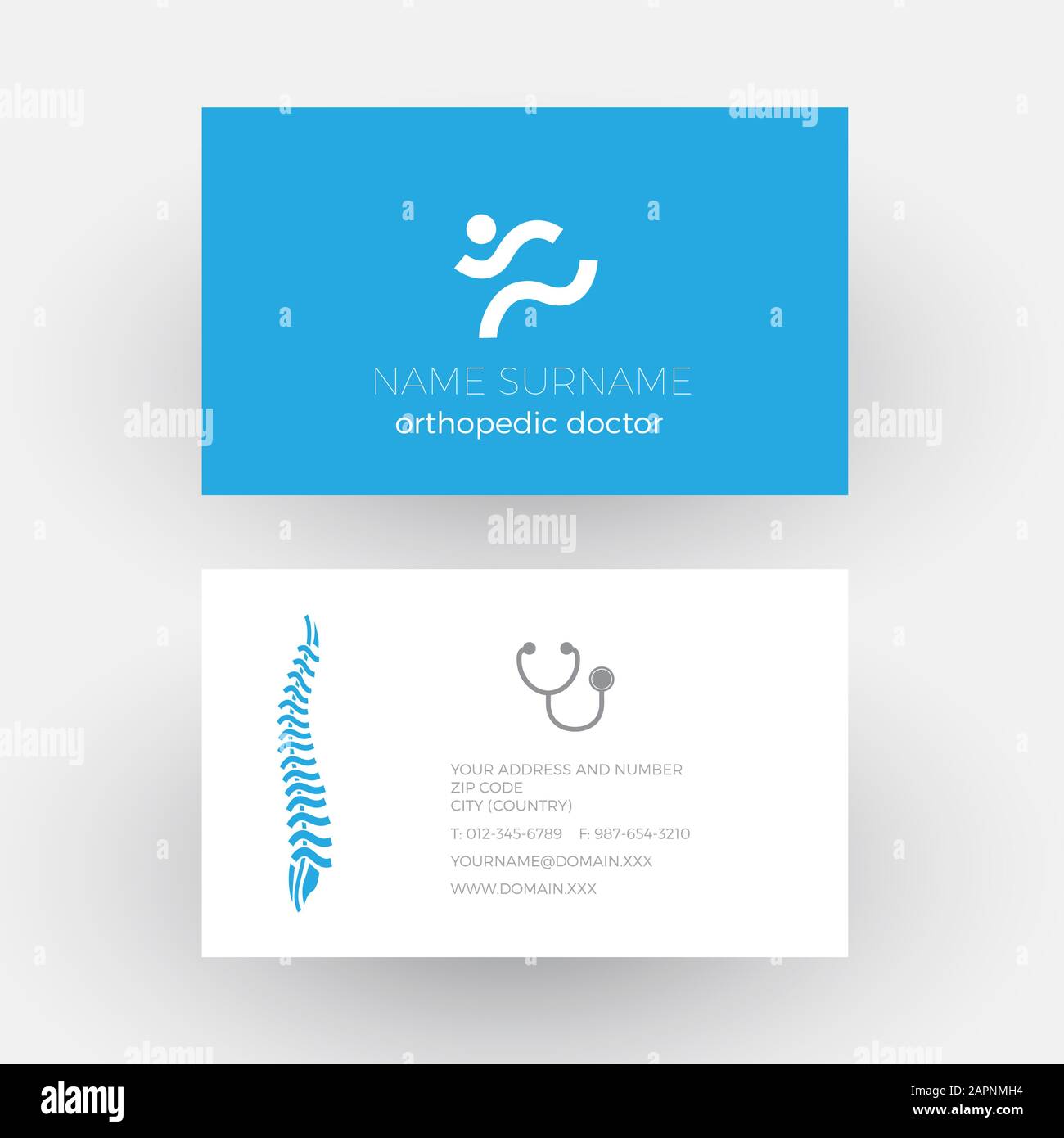 Vector abstract sign runner and spin. Orthopedic doctor business card ...
