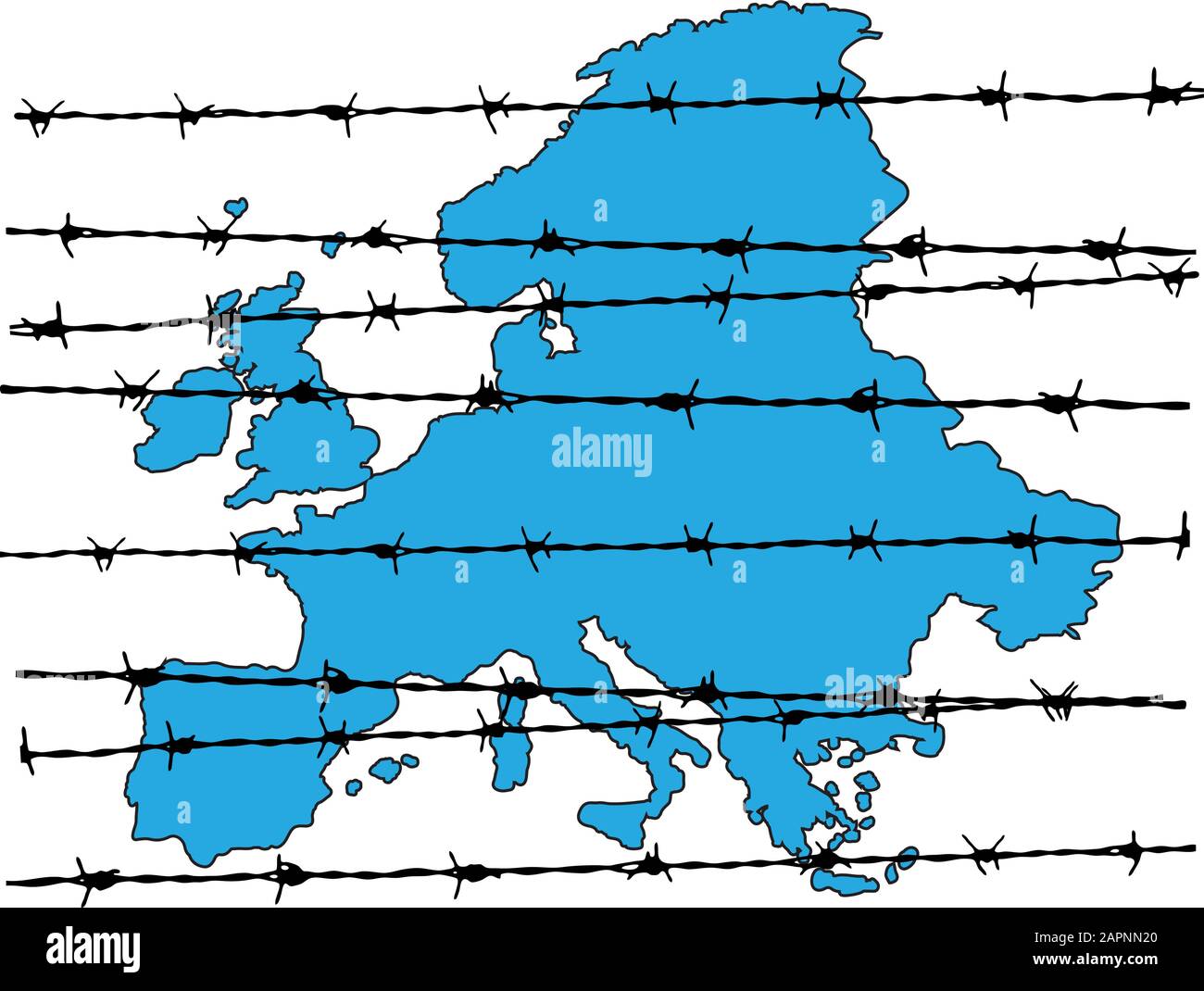 Barbed wire around to europe, borders closed Stock Vector Image & Art ...