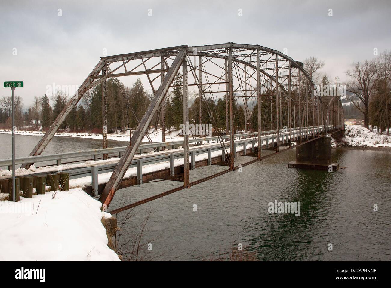 The Theodore Roosevelt Memorial Bridge, over the Kootenai River, on a ...