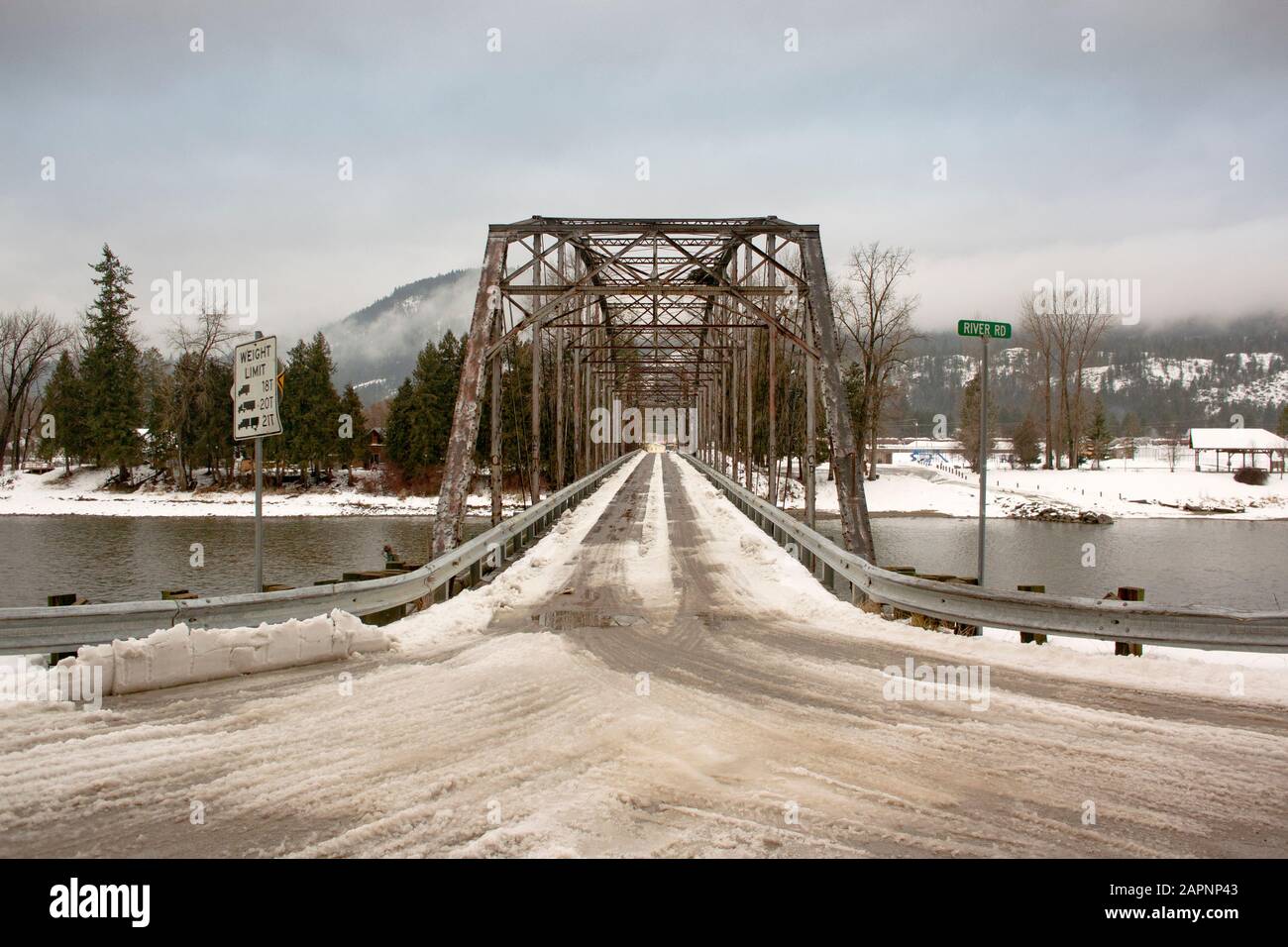 The Theodore Roosevelt Memorial Bridge, over the Kootenai River, on a ...