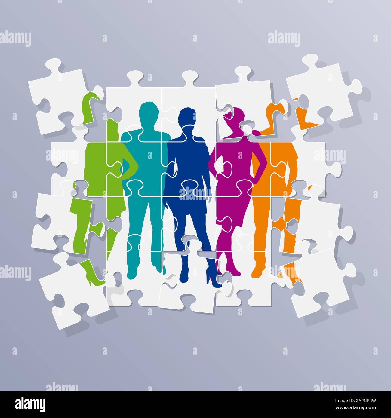 Puzzle communication teamwork metaphor Stock Vector Images - Alamy