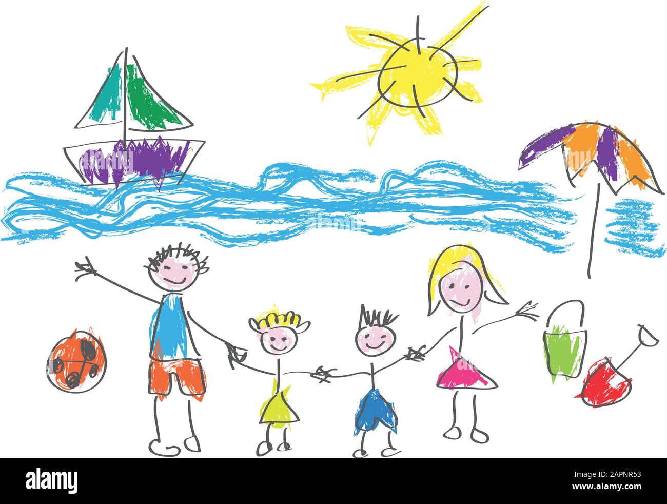 Child drawing on the beach Stock Vector Images - Alamy